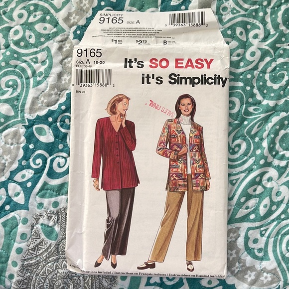 Simplicity | Office | Simplicity Sewing Pattern 965 1994 | Poshmark